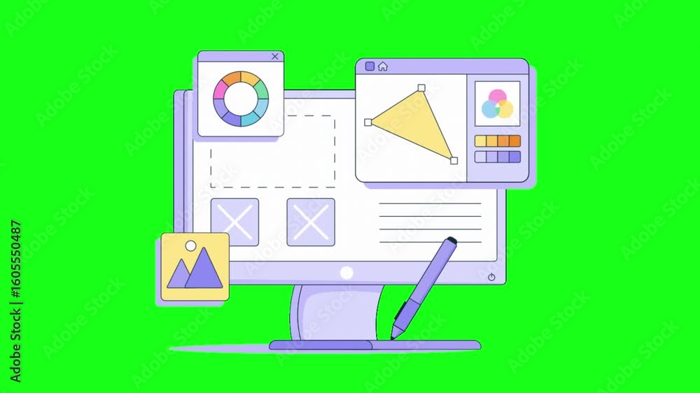 Animated Flat Design of Graphic Interface for Web or UI Editing with ...