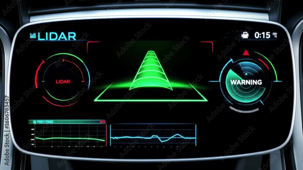 Lidar dashboard warning display technology car navigation futuristic ...