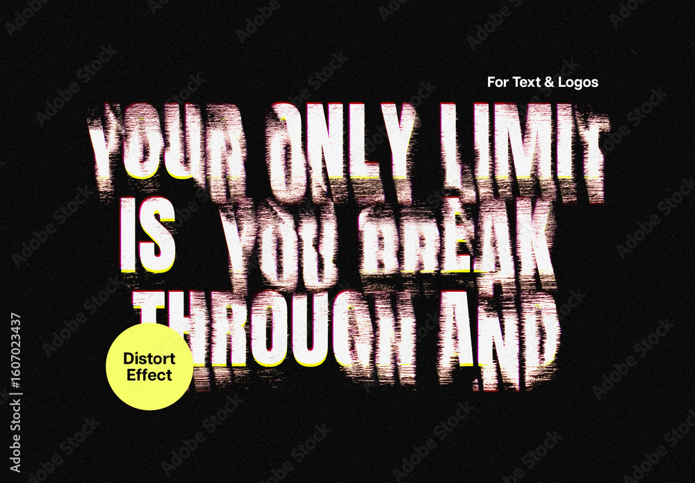 Distort Text & Logo Effect Mockup Stock Template | Adobe Stock
