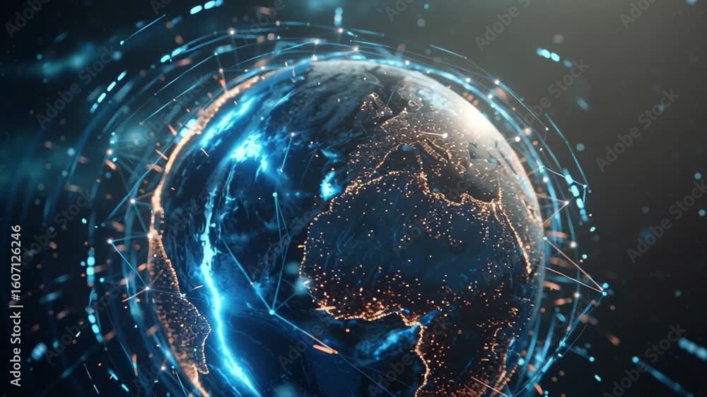 Stunning 4k ultra hd abstract background with digital globe and global ...