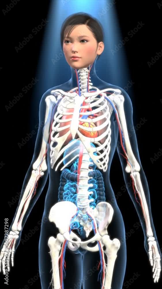 Full body anatomical scan revealing skeletal, cardiovascular, and ...