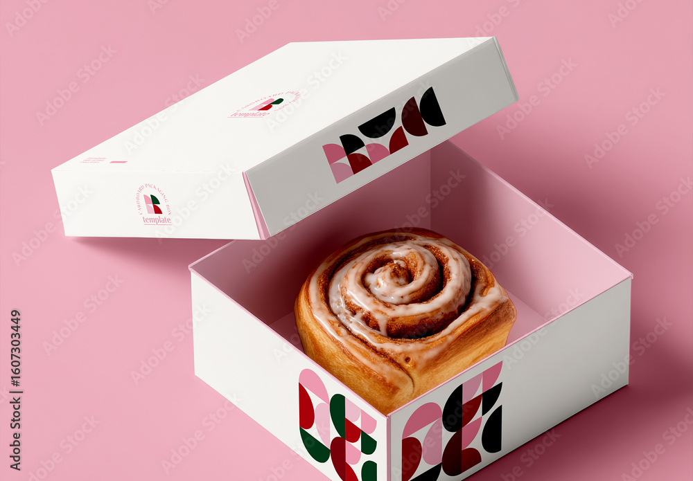 Cinnamon Roll Packaging Box Mockup Stock Template | Adobe Stock