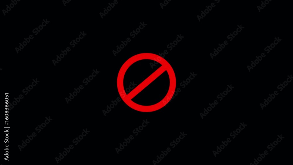 Stockvideon Accusation ban icon on. warning stop attention symbol on ...