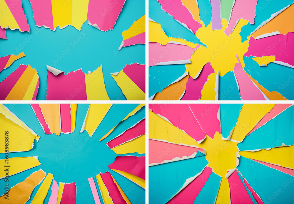 6 Torn Paper Collage Pop Art Textures Collection Stock Template | Adobe ...
