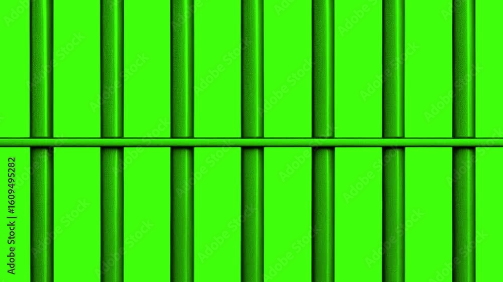 Prison bar green screen. jail bars door with alpha matte and green ...
