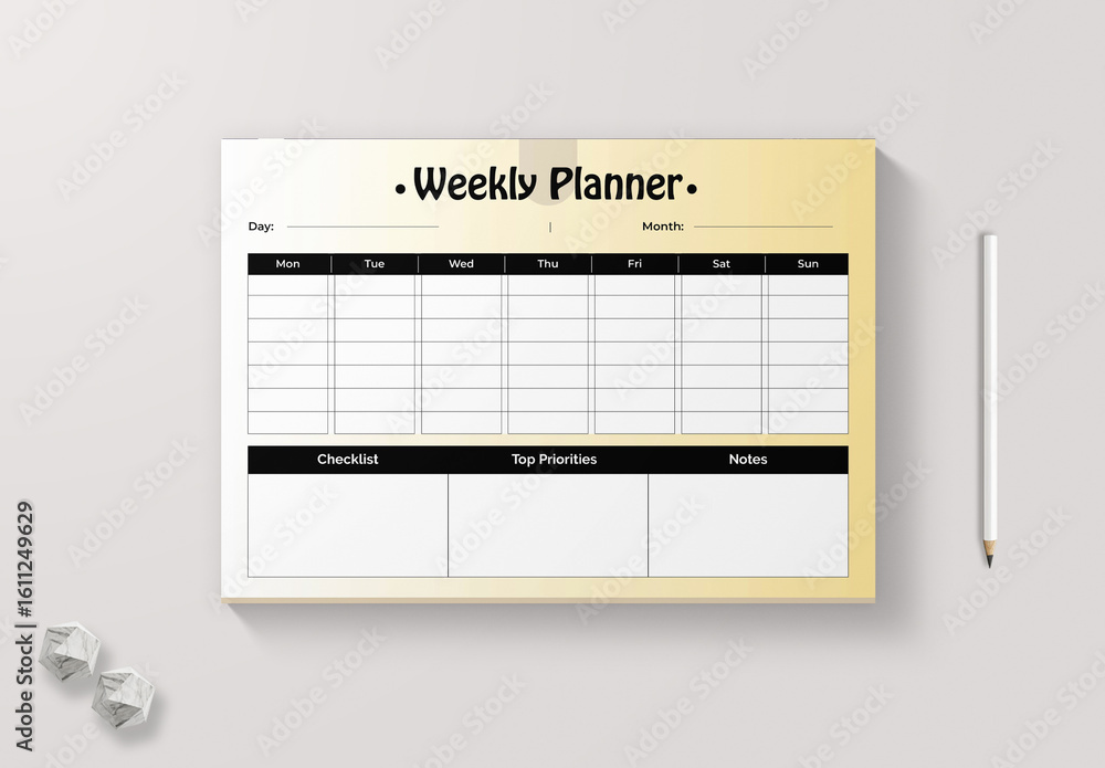 Editable Weekly Planner Template Layout Stock Template | Adobe Stock