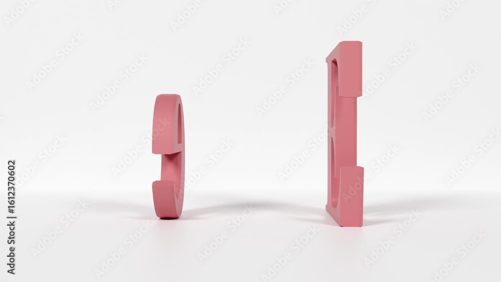 Educational flash card 3D coral‑red letter E capital and lowercase ...