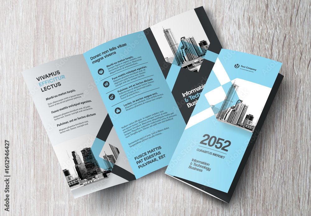 Corporate brochure design template – Professional modern tri-fold ...