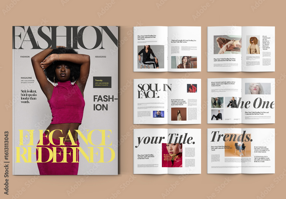 Fashion Magazine Layout Elegant Contemporary Style Stock Template ...