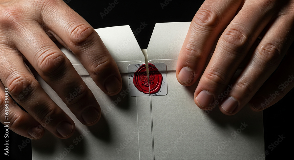 Revealing secret message with red wax seal on an envelope ...