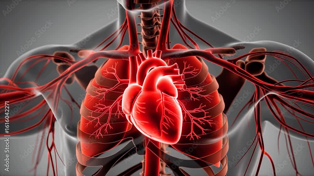 Vidéo Stock Anatomical Visualization of Human Heart and Chest Organs ...