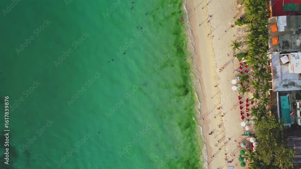 Aerial view of Cagban Beach in Boracay, Philippines, featuring tourists ...