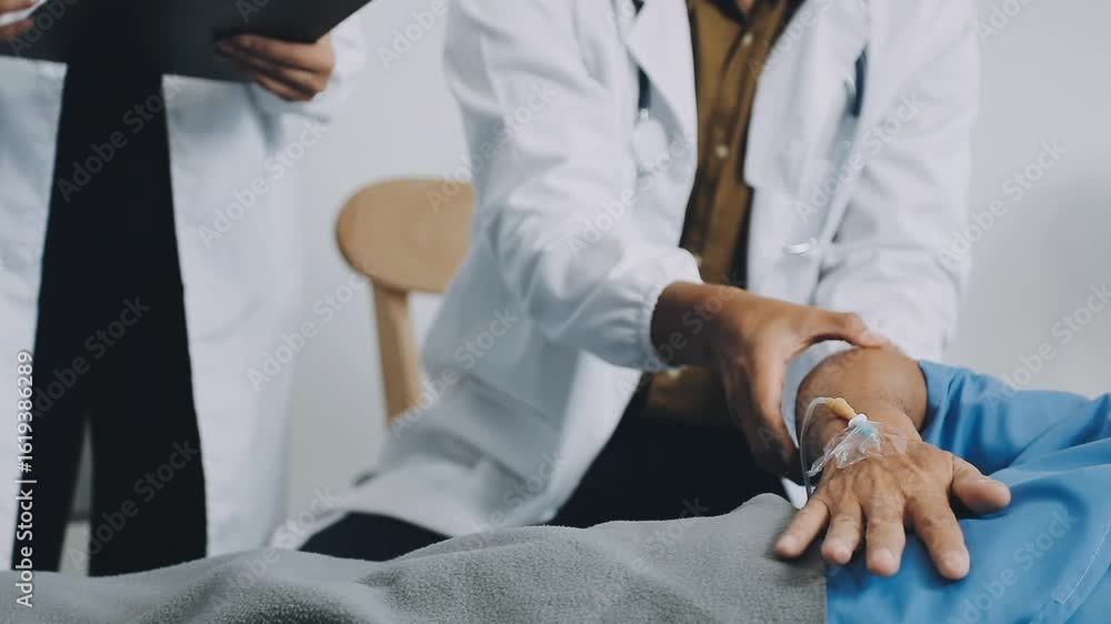 Asian professional experienced young female nurse in blue hospital ...