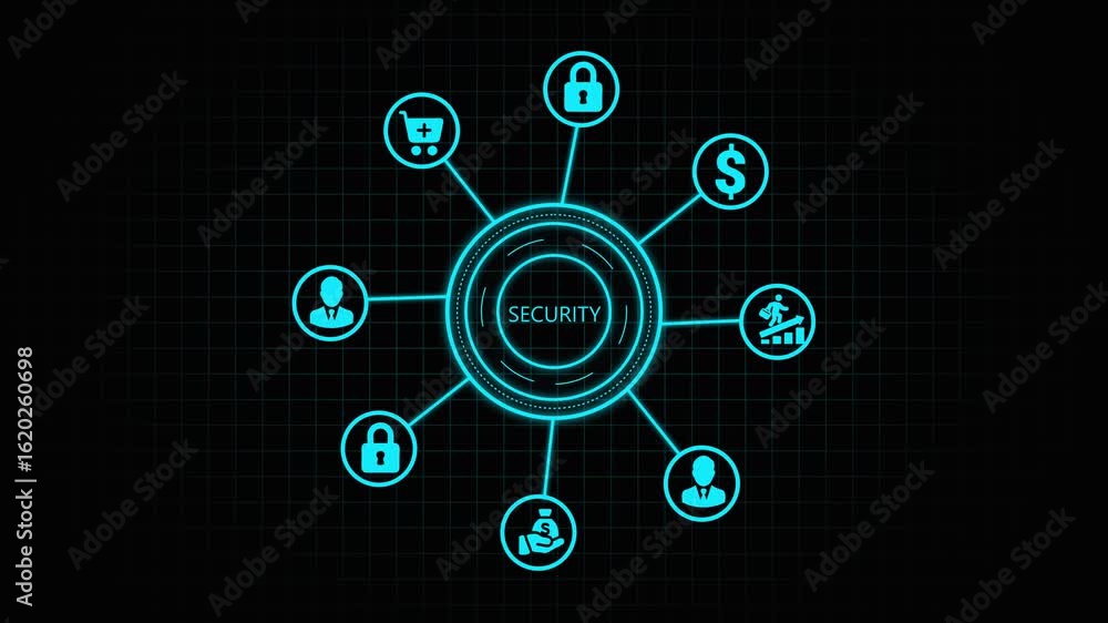 Cyber security conceptual diagram showing network protection and ...