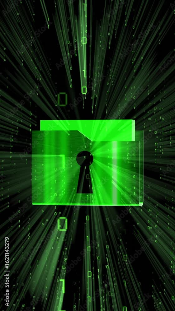 Rotating file folder with keyhole and matrix effect binary code ...