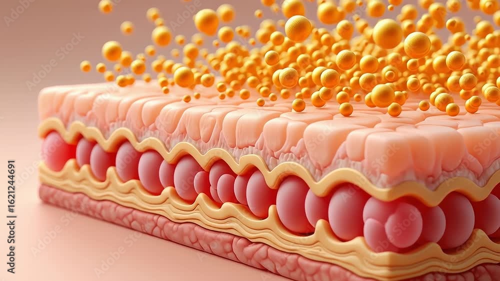Skin layers cross-section, skincare absorption, dermatology ...