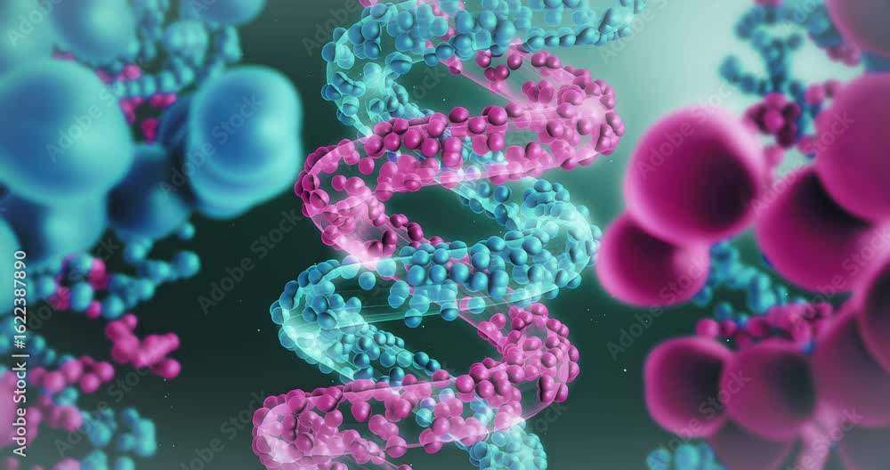 Creative Biotechnology Animation with DNA Double Helix. Scientific ...