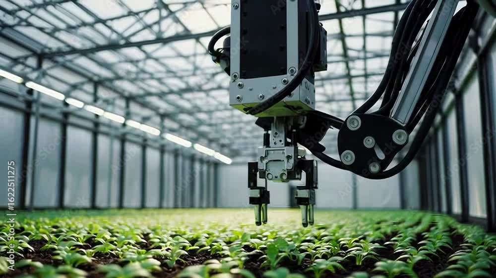 Autonomous robot in a greenhouse with a robotic arm transplants ...
