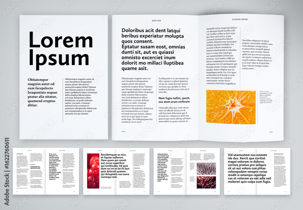 Clean Editorial Layout for Science Publications plantilla de Stock ...