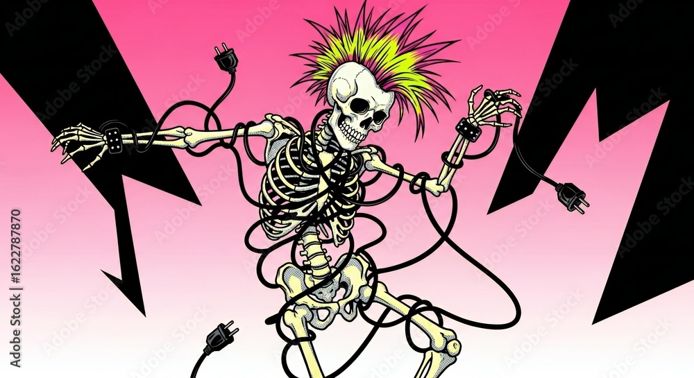 electrocuted skeleton clipart
