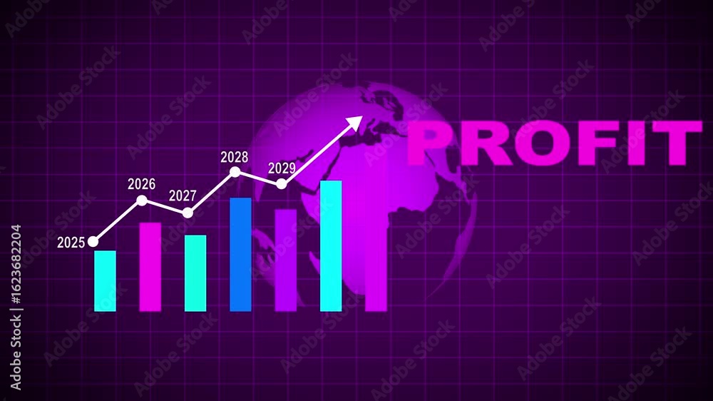 Business graph chart with upward trend animation. abstract business ...