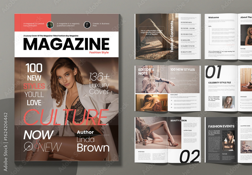 Fashion Magazine Layout Stock Template | Adobe Stock