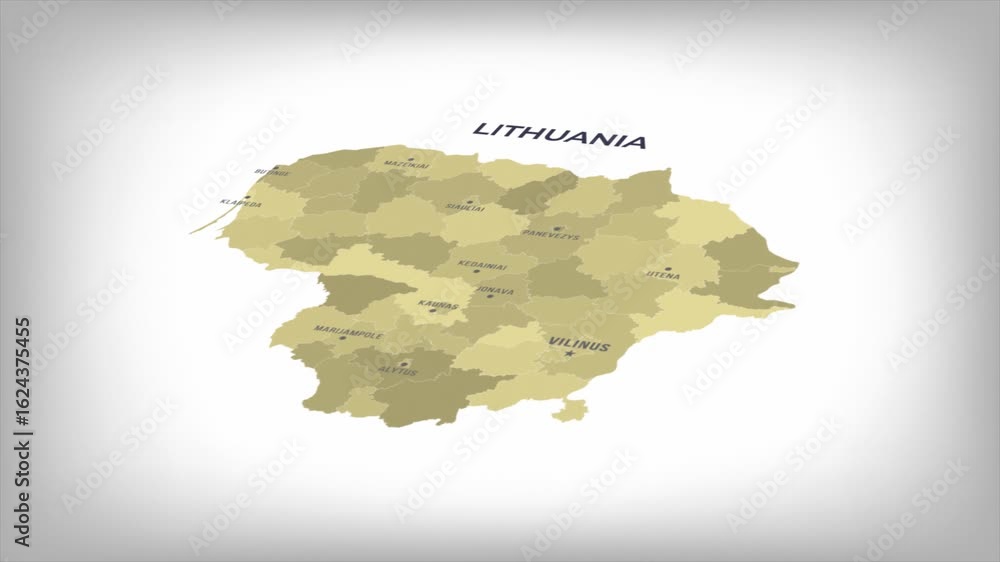 Video Stock Animated Map of LITHUANIA with states Borders and Major ...