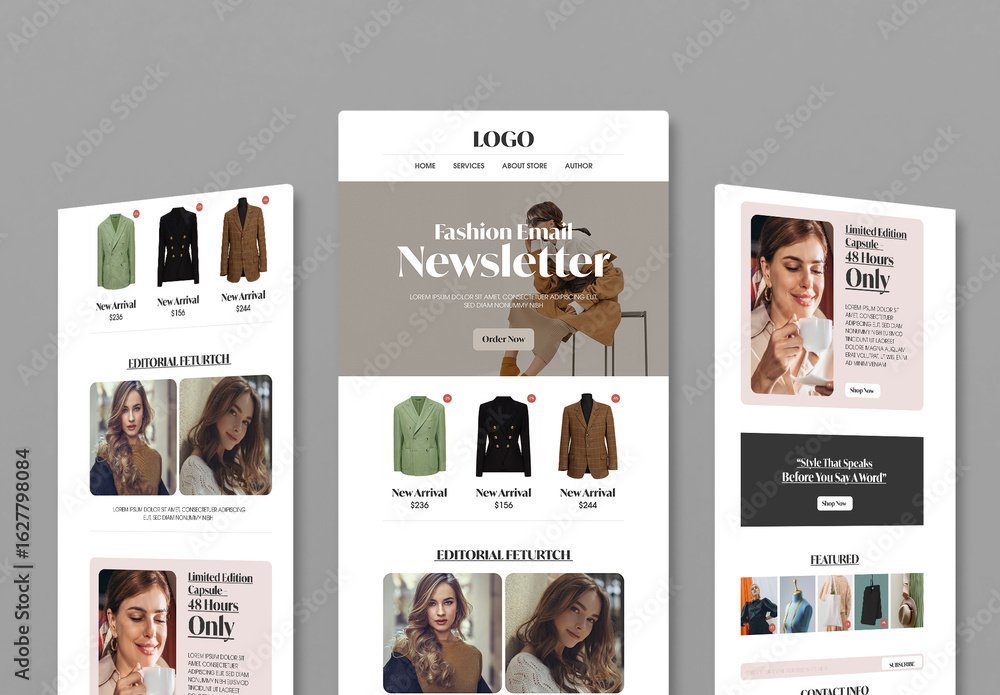 Modern Fashion Email Newsletter Template with Product Highlights Stock ...
