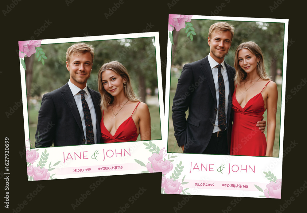 Floral Wedding Photo Booth Template with Australian Couple, Editable ...