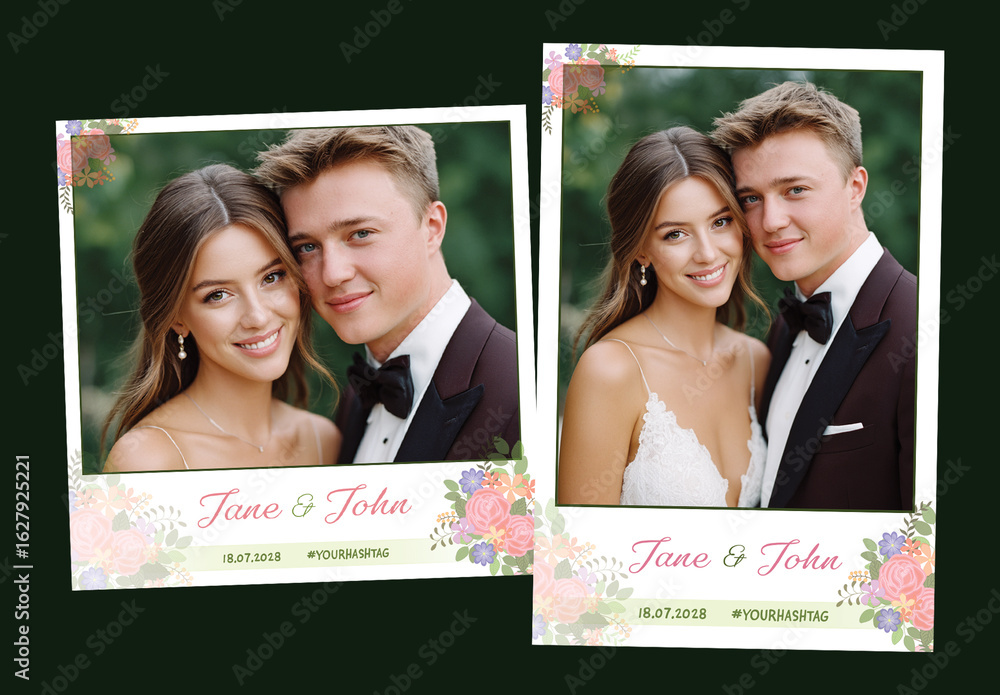 Wedding Photo Booth Template with Australian Couple Smiling, Editable ...