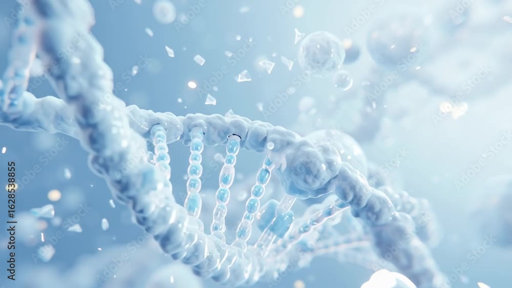 Glowing blue-purple DNA helix animation in 4K AI generated video for ...
