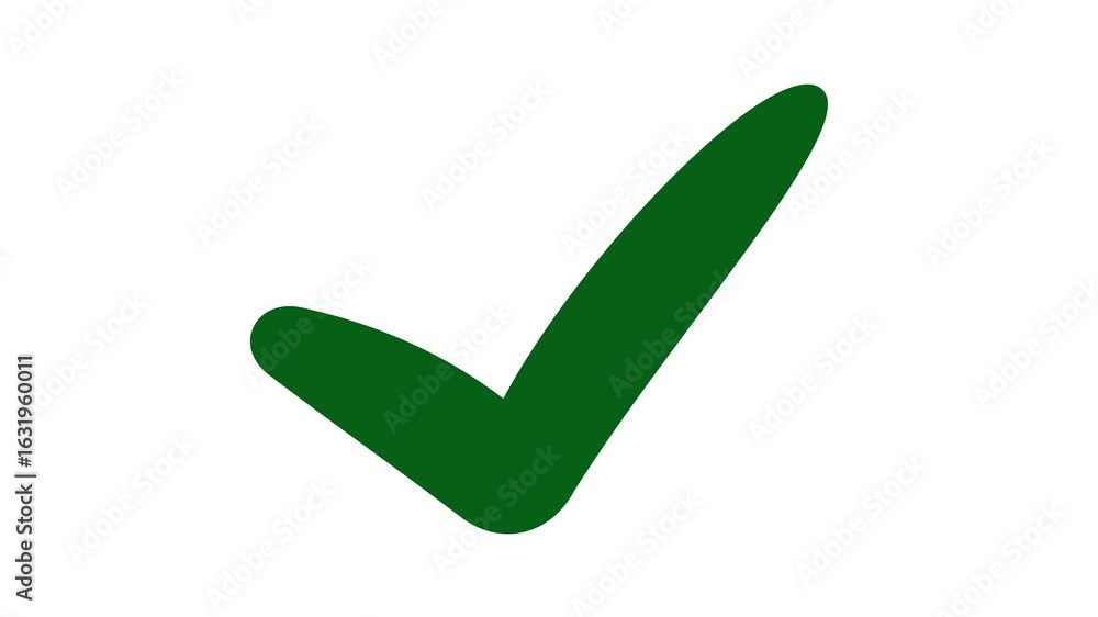 Approved checkmark icon in cartoon animation. Correct checklist symbol ...
