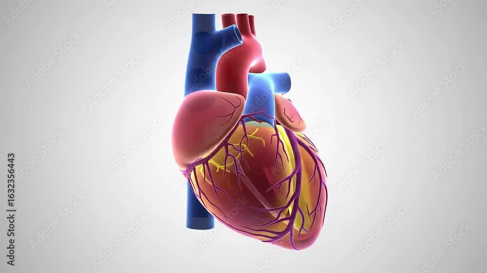 Animated 3D Heart Anatomy Vessels, Chambers & Structure Stock Video ...