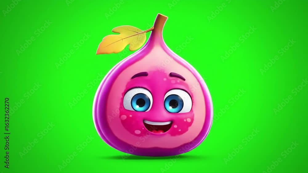 Animated Fig Fruit Character on Green Screen Background Stock Video ...