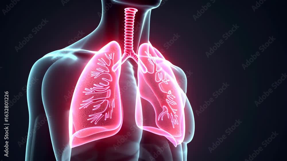 Vídeo do Stock: Lungs, respiratory health, airway anatomy. Pulmonary ...