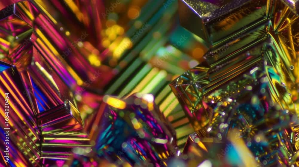 Extreme macro time-lapse of a bismuth crystal forming, showing its ...
