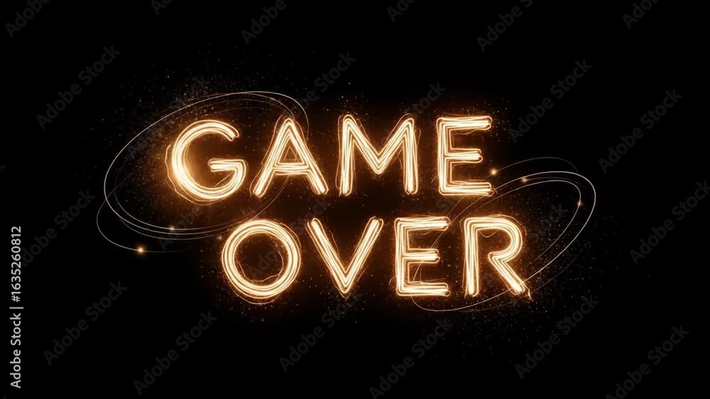 Neon Game Over Animation with Sparkling Effects for Ending Sequences ...