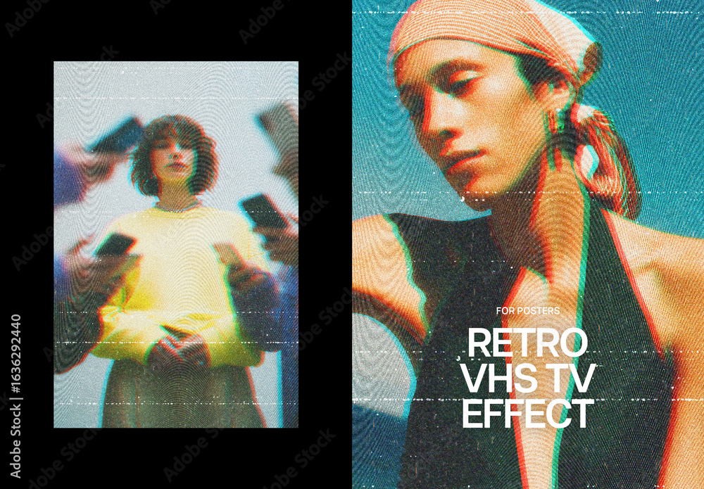 VHS TV Poster Effect Mockup Stock Template | Adobe Stock