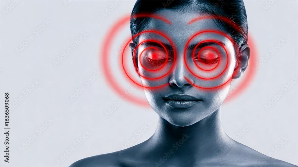 Woman with red circles around her eyes showing sinusitis, sinus ...
