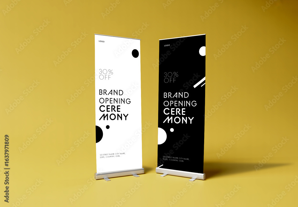 Dual Featuring Roll Up Banner Mockup Stock Template | Adobe Stock