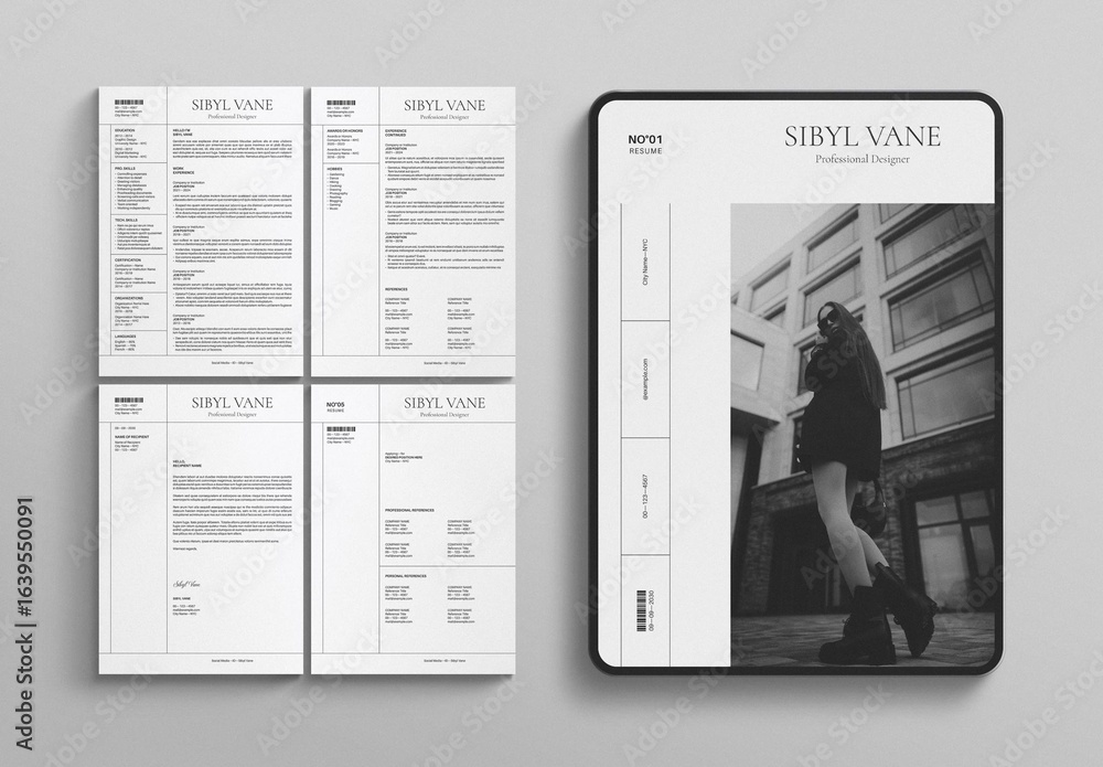 Simple Clean Minimalist Resume CV and Cover Letter Template Design with ...