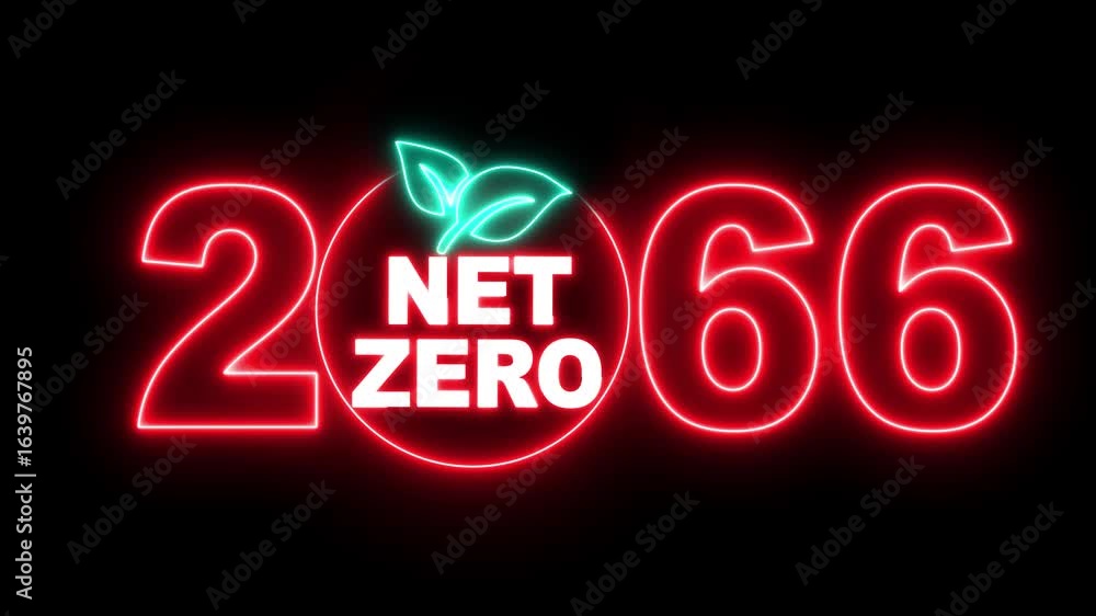 Net Zero Animation Featuring neon line 2066, Sustainable Environmental ...
