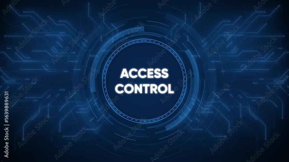 Animated access control concept with circuit board background and ...
