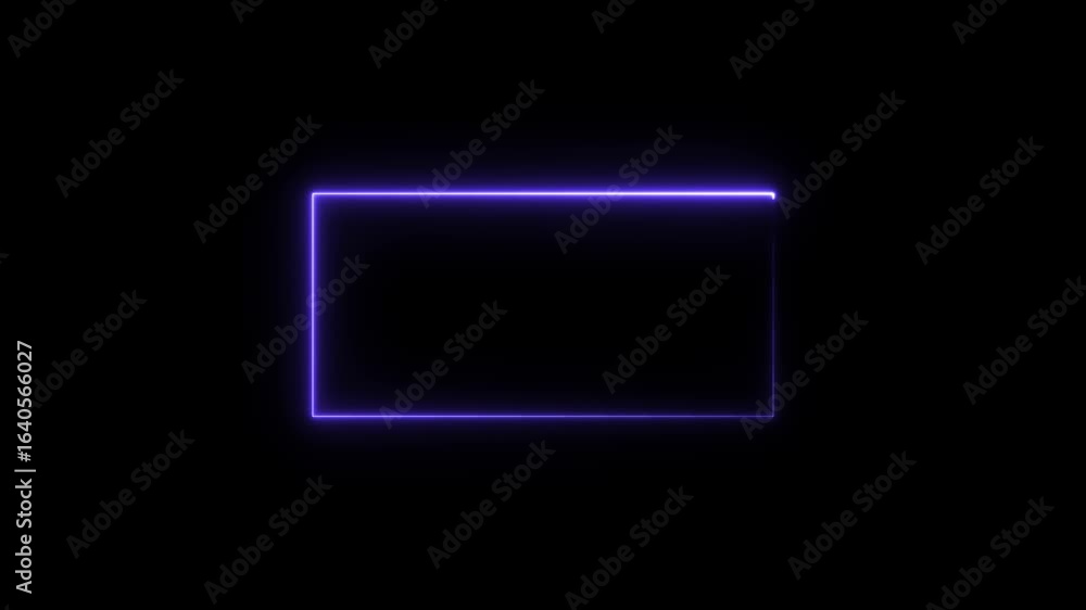 Neon line frame animation. Abstract moving neon square, rectangle frame ...
