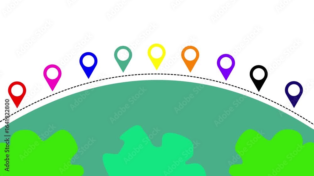 Two location pins connected location pointer animated and locator icon ...