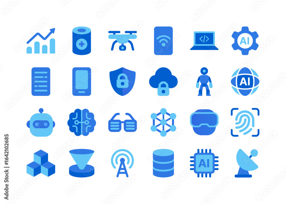 AI Artificial Intelligence and Technology Icon Sheet Collection ...