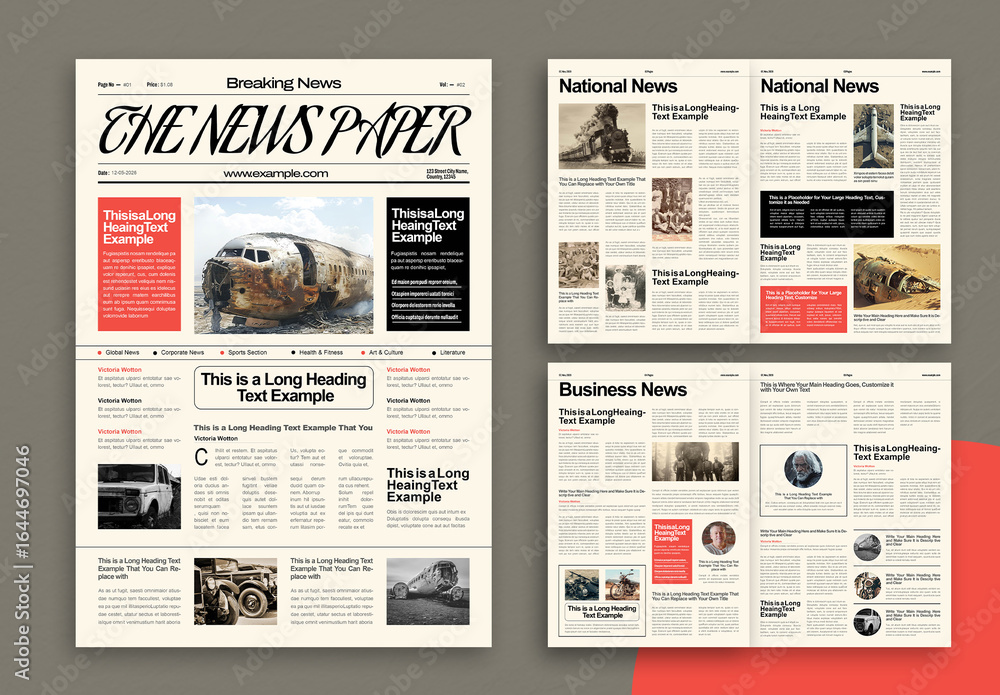 Classic Vintage Newspaper Design Template Stock Template | Adobe Stock
