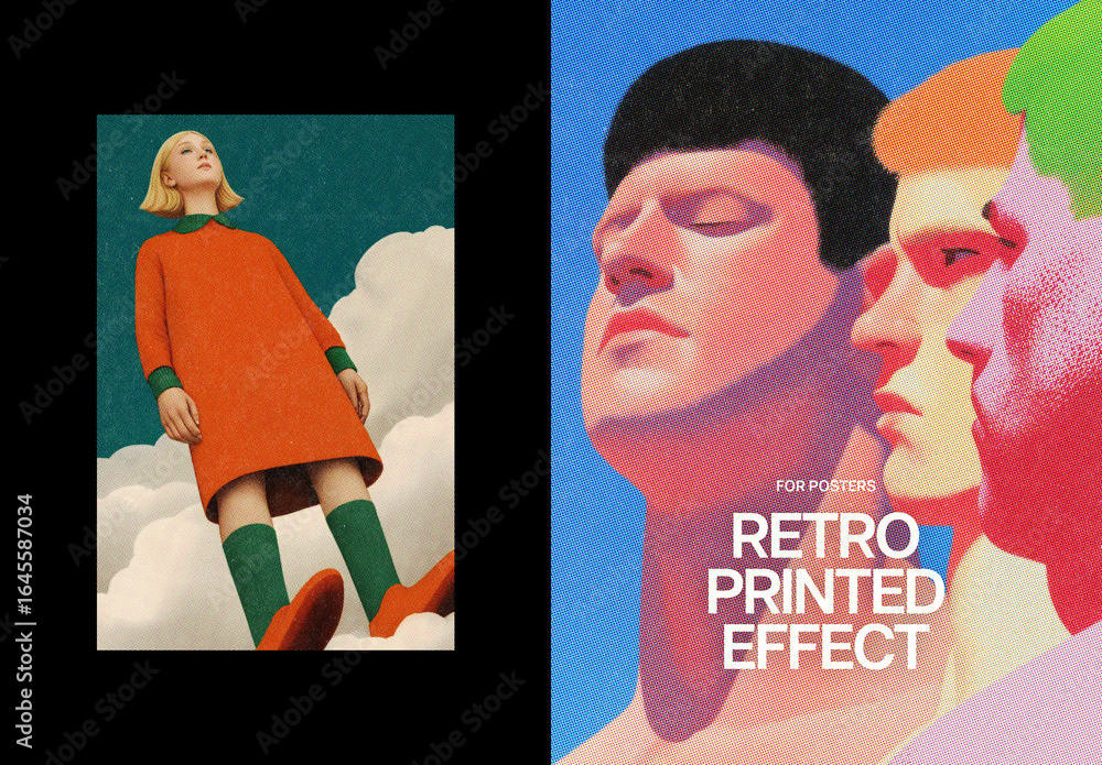 Halftone Print Poster Effect Mockup Stock Template | Adobe Stock