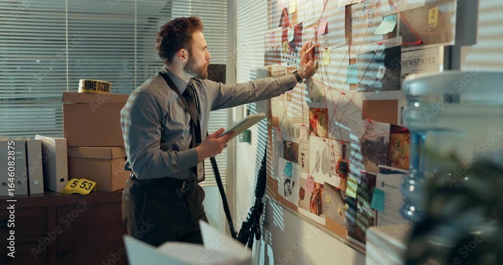 Vidéo Stock Investigation, tablet and mind map with man in office for ...