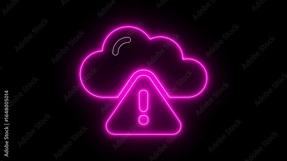 Neon line warning attention animation icon signal alert risk safety ...
